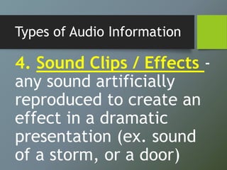 Audio Information and Media - Media and Information Literacy (MIL) | PPTX