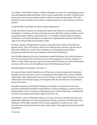 Amir Parekh's Perspectives on Innovations in Wearable Health Tracking ...