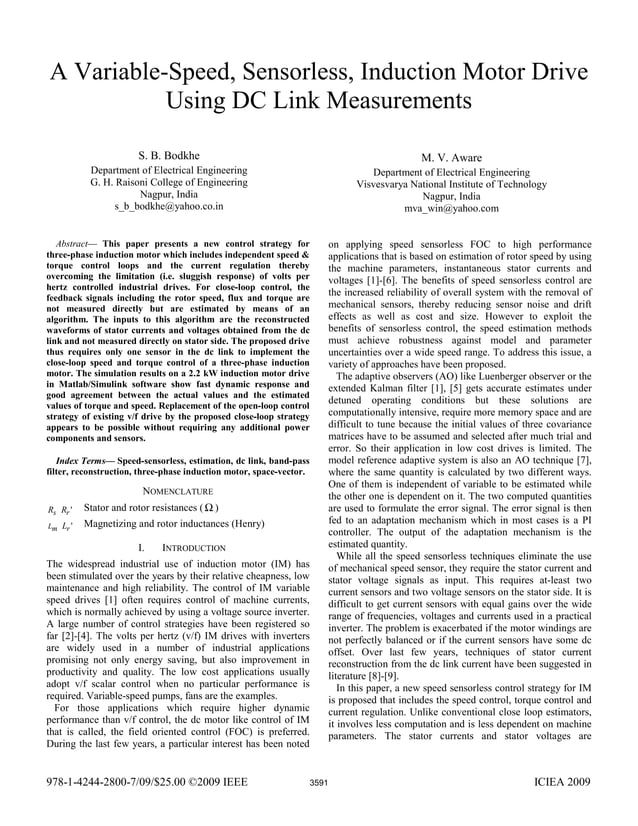 14 A Variable Speed Sensorless Induction Motor Drive Pdf
