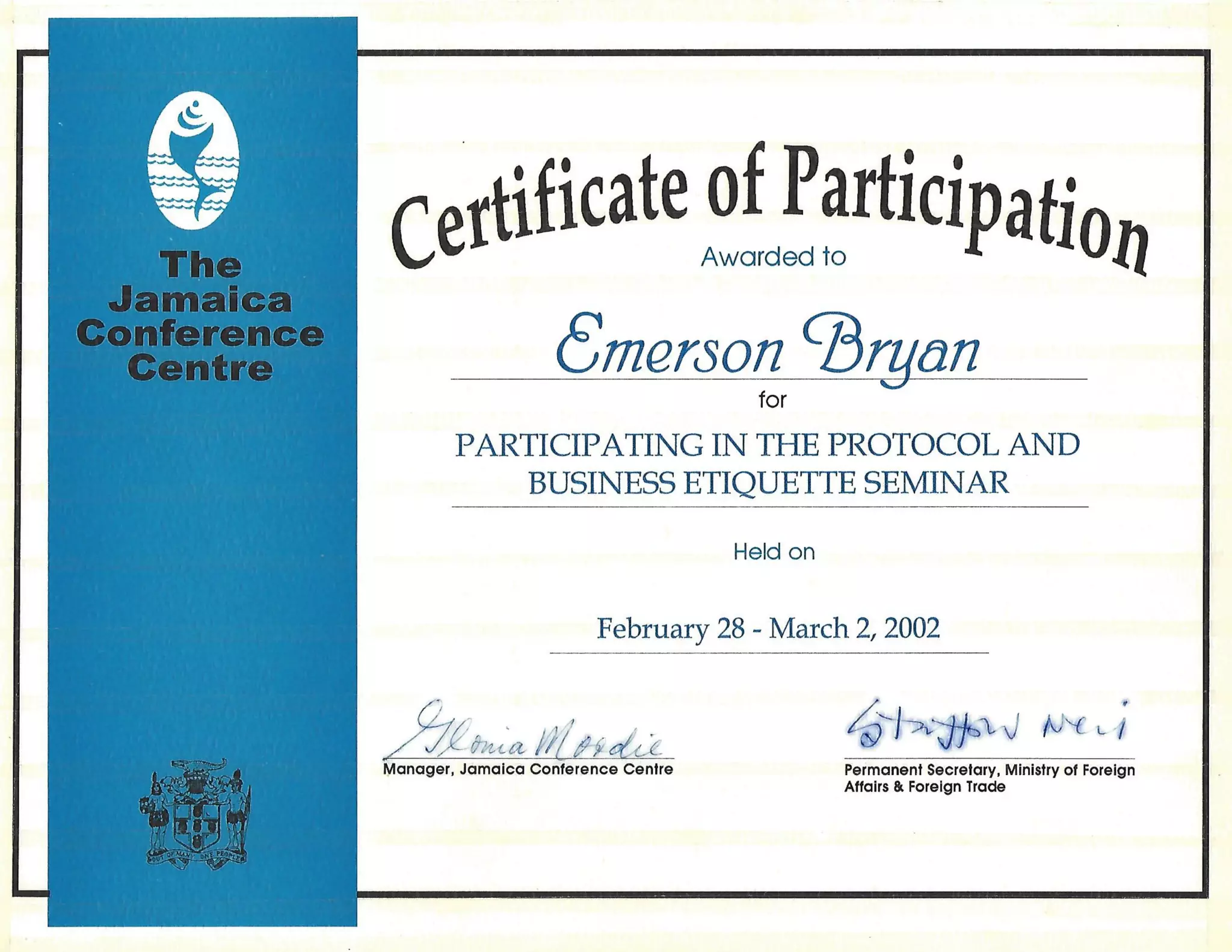 Certificate: Protocol and Business Etiquette | PDF