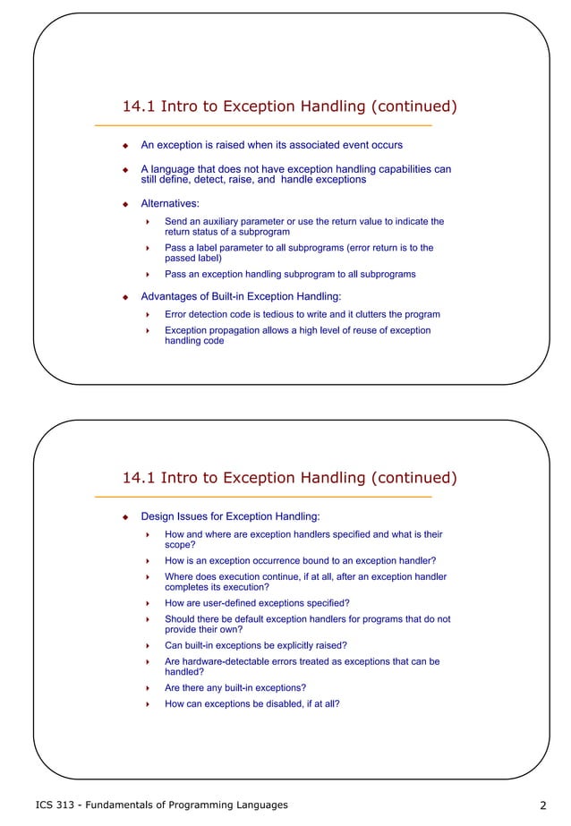 14 exception handling | PDF | Programming Languages | Computing
