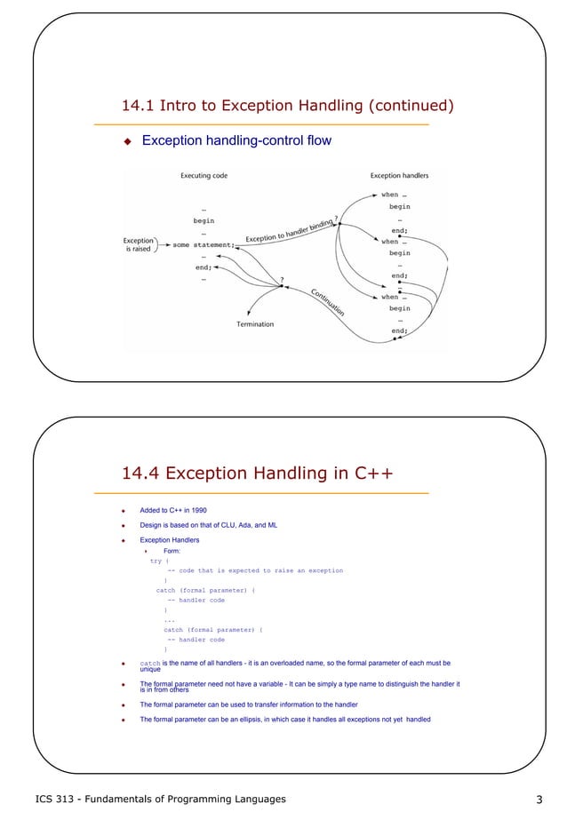 14 exception handling | PDF | Programming Languages | Computing