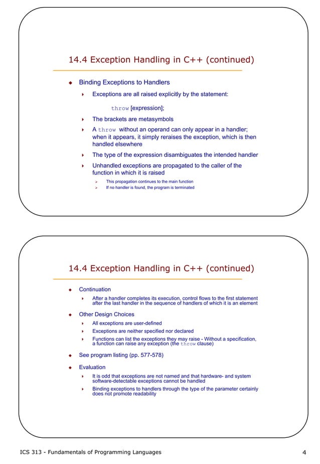 14 exception handling | PDF | Programming Languages | Computing