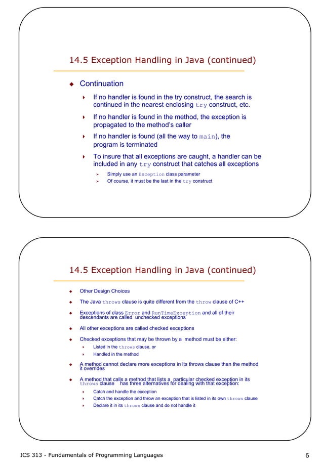 14 exception handling | PDF | Programming Languages | Computing