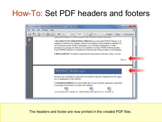How to set PDF headers and footers