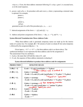 14-Intermediate code generation - Variants of Syntax trees - Three Address Code-14-06-2023.pdf