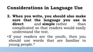 Properties of a Well-written Text: Language use | PPTX | Eye and Vision ...