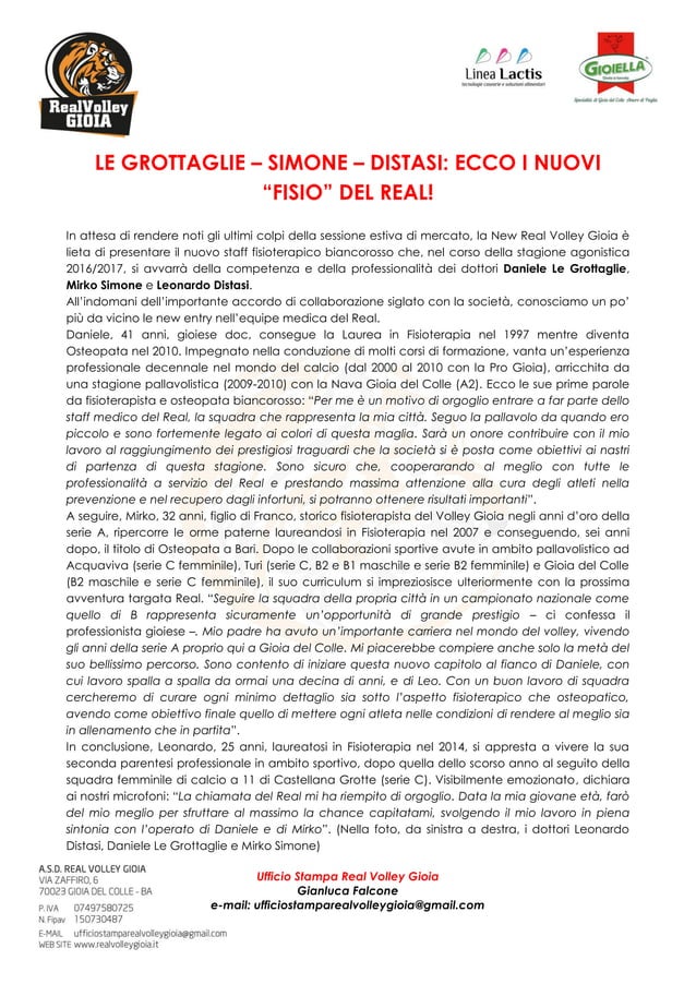 14 le grottaglie simone - distasi...ecco i nuovi fisio del real! | PDF