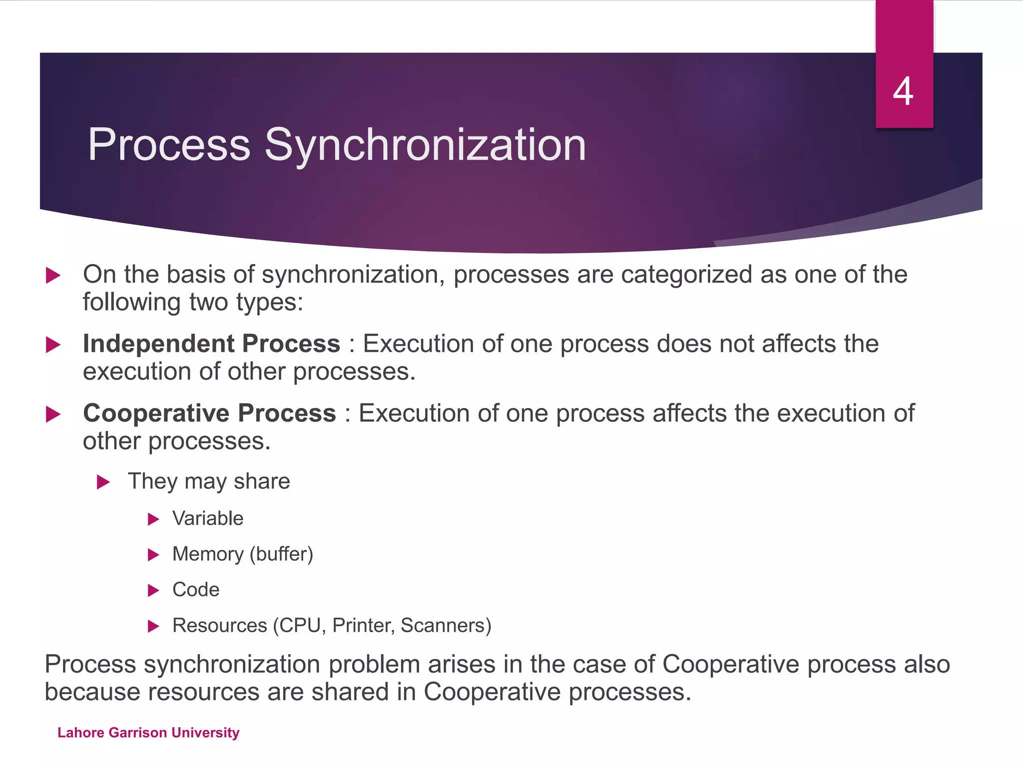 14- Process Synchronization.pptx | Operating Systems | Computer Software and Applications