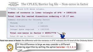Improving the solution time of TIMES by playing with CPLEX/Barrier | PPT