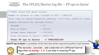 Improving the solution time of TIMES by playing with CPLEX/Barrier | PPT