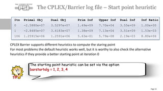Improving the solution time of TIMES by playing with CPLEX/Barrier | PPT
