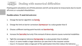 Improving the solution time of TIMES by playing with CPLEX/Barrier | PPT