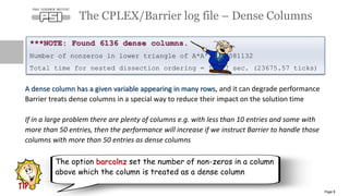 Improving the solution time of TIMES by playing with CPLEX/Barrier | PPT