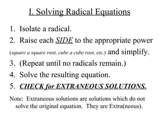 1.4 Radical Equations, Equations Quadratic In Form, Factorable ...