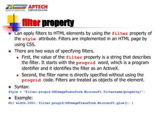 14. session 14 dhtml filter | PPTX