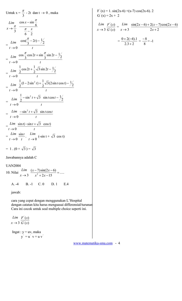 14. Soal-soal Limit Fungsi | PDF