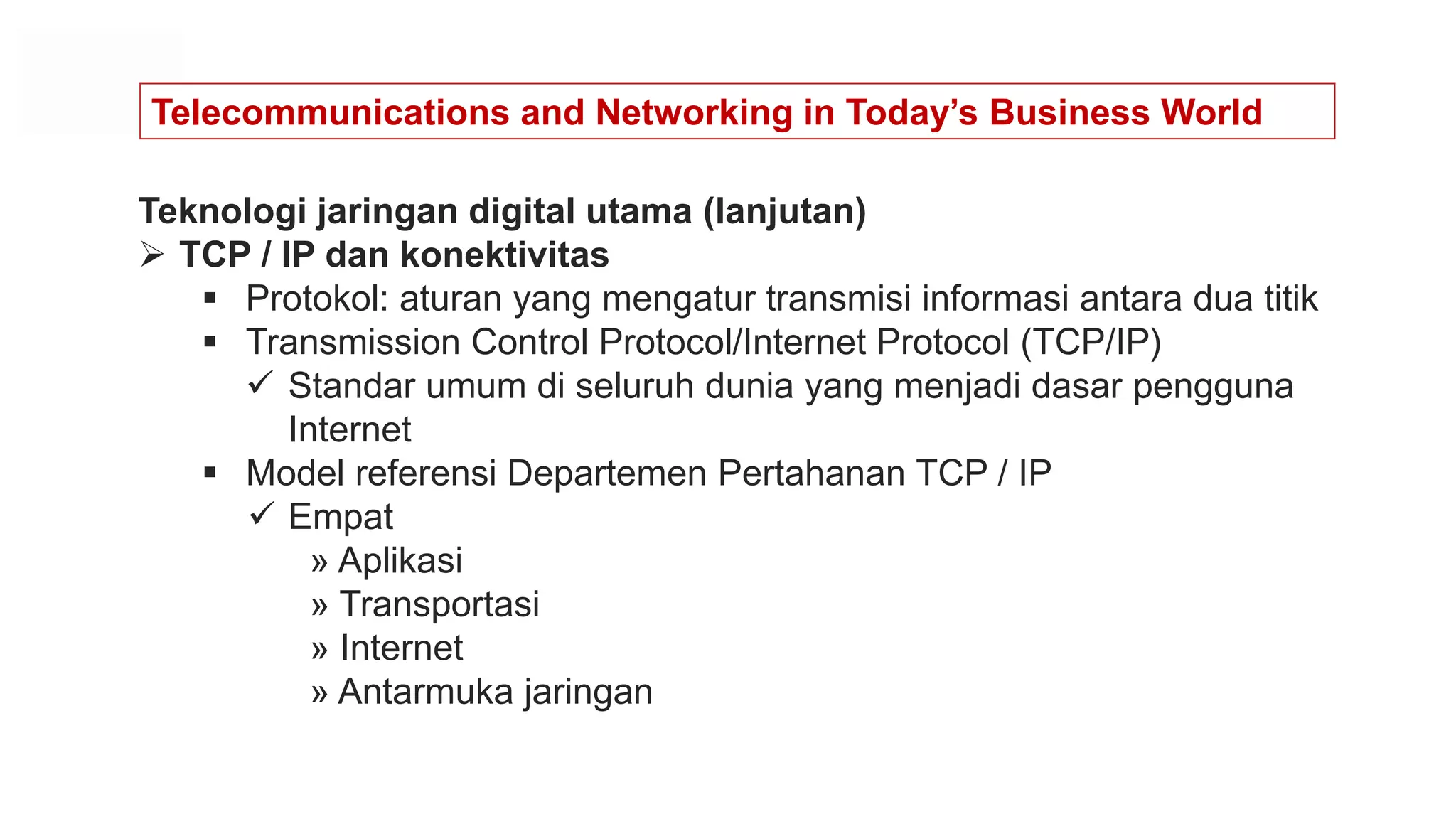 TELEKOMUNIKASI, INTERNET, DAN TEKNOLOGI NIRKABEL CH 1 | PPTX