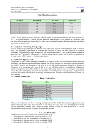 Design and fabrication of variable steering ratio mechanism for light ...