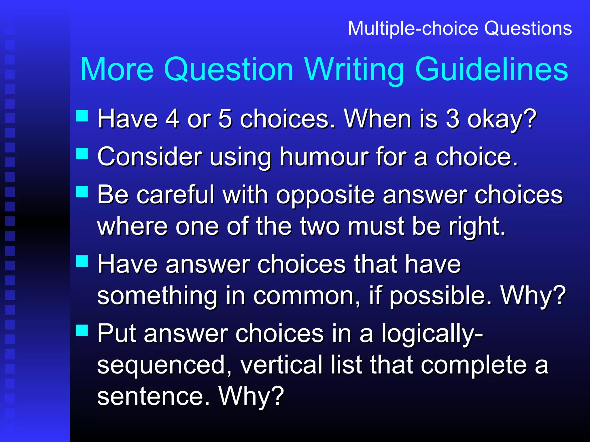 Writing effective questions and tests | PPT