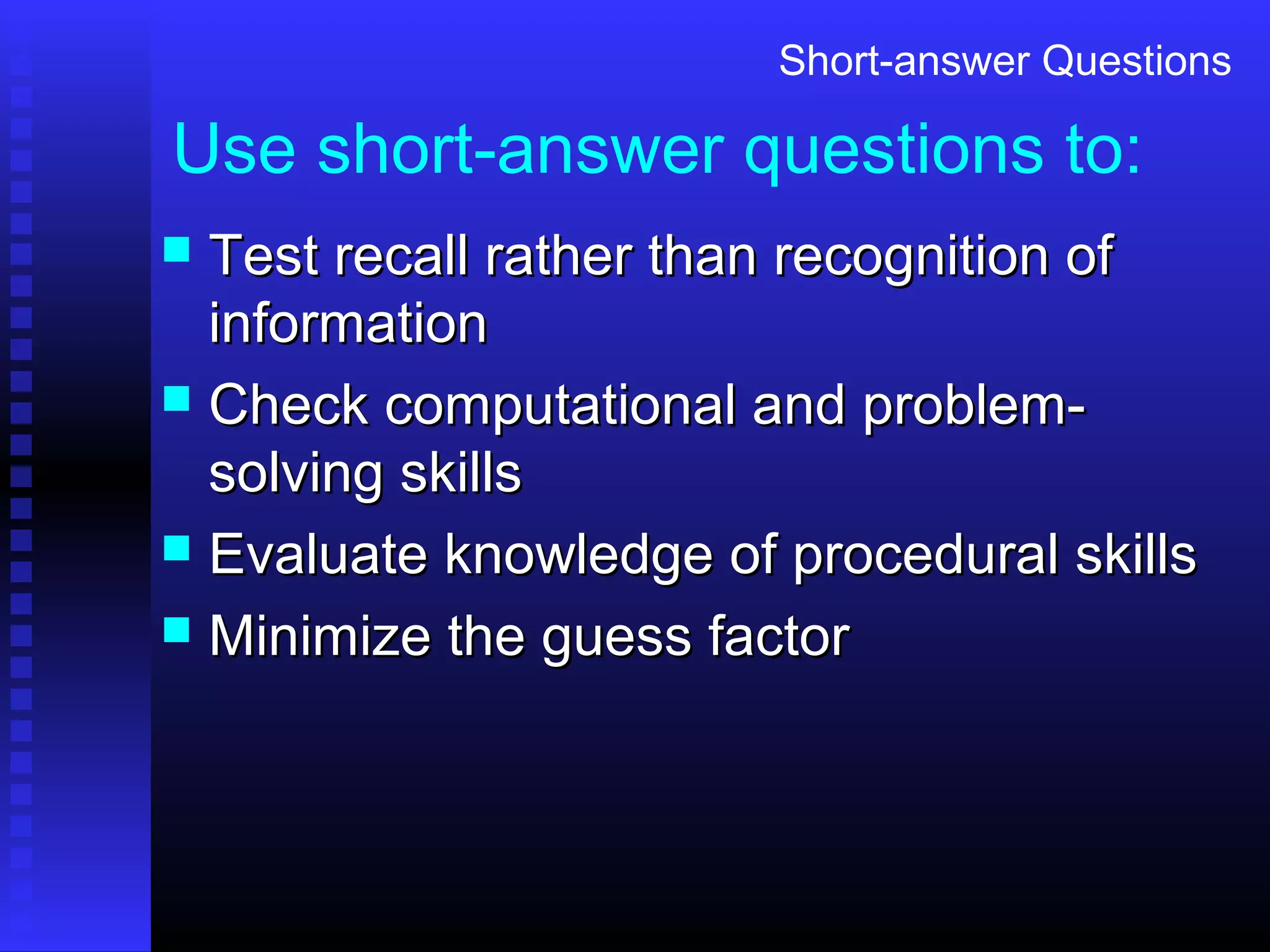 Writing effective questions and tests | PPT
