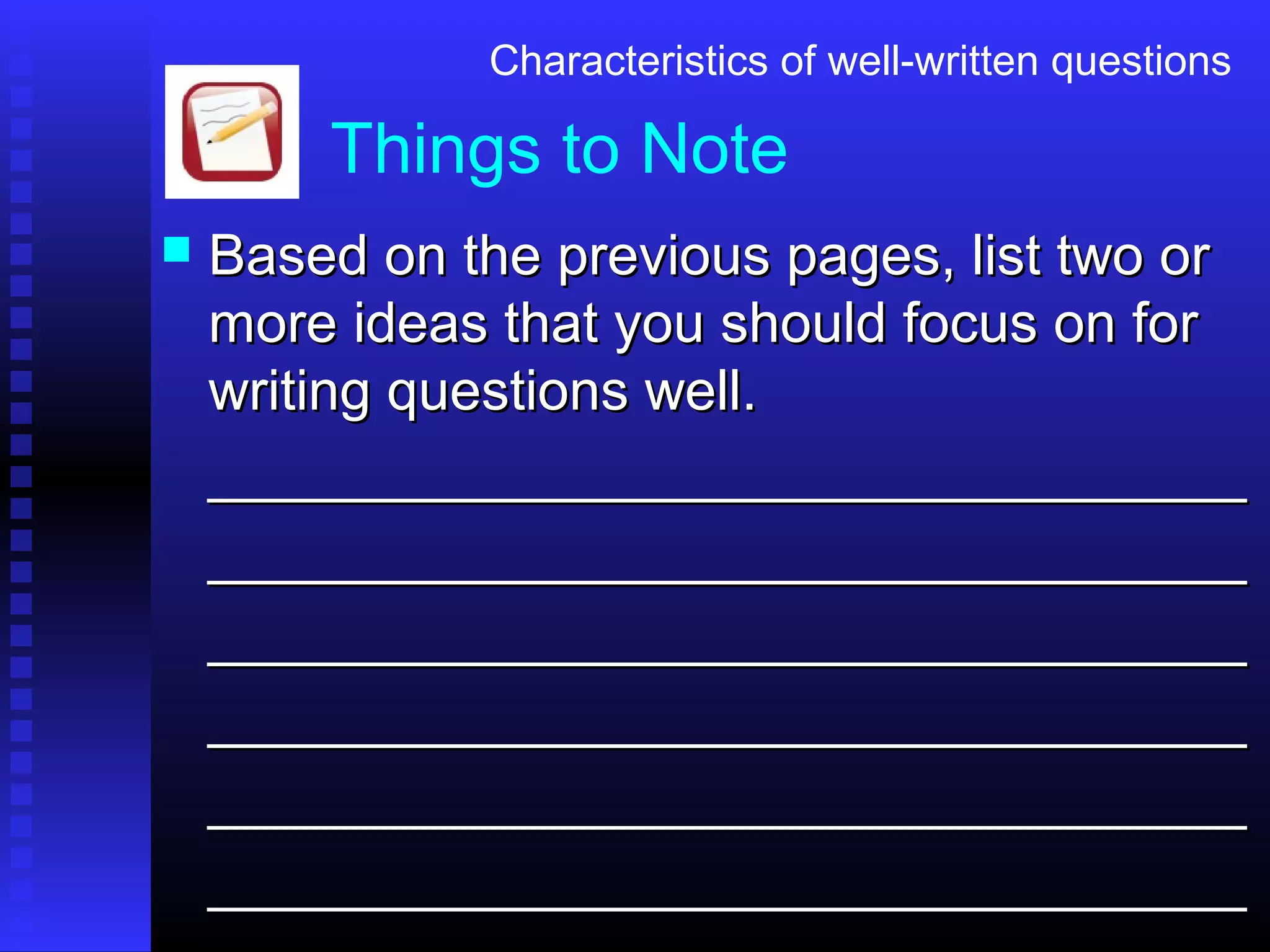 Writing effective questions and tests | PPT