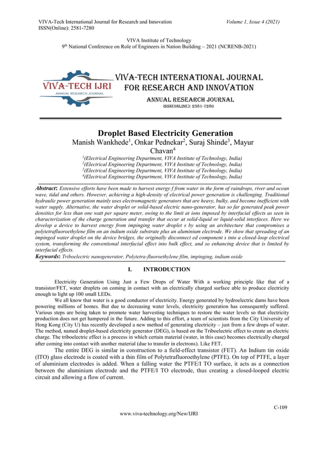 Droplet Based Electricity Generation | PDF