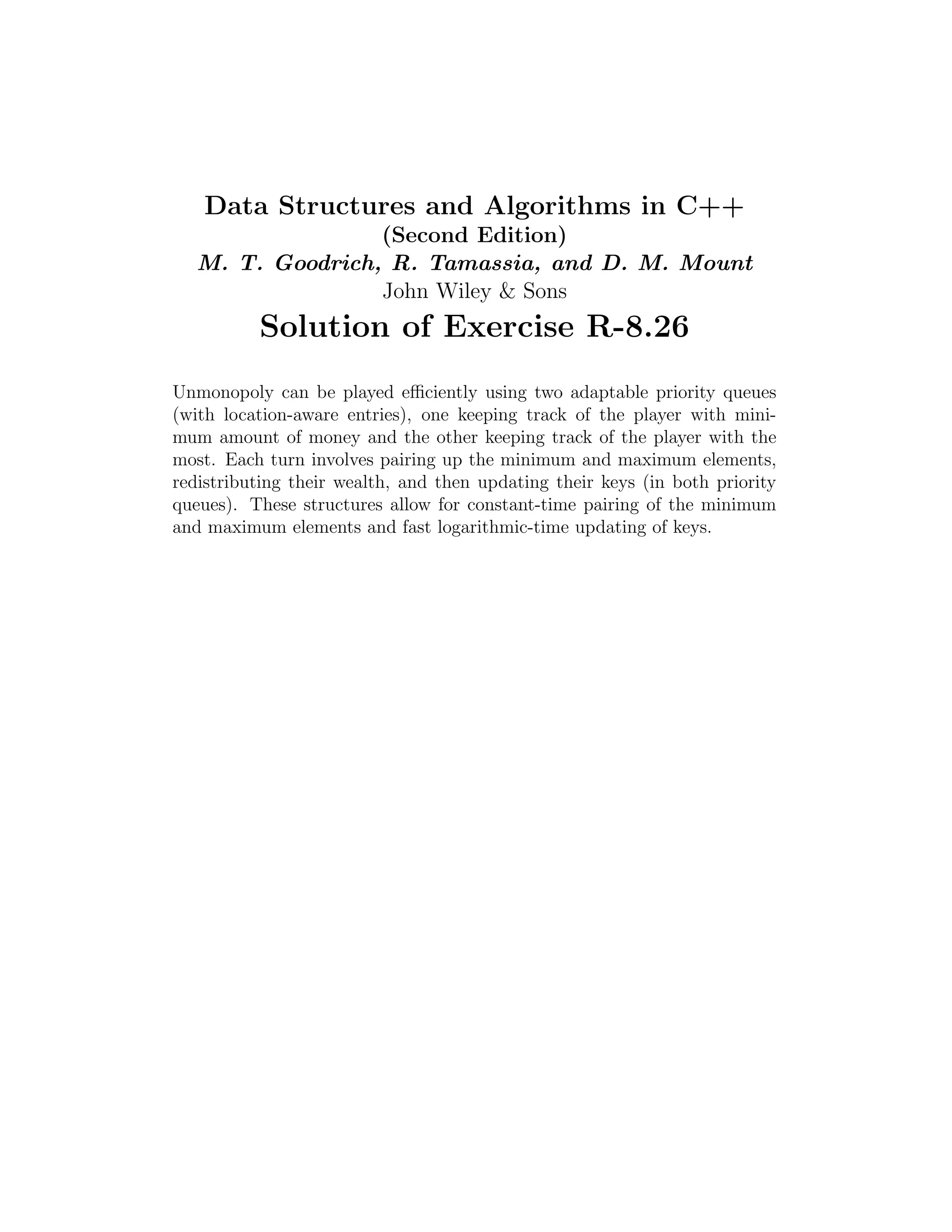 Data Structures and Algorithms in C++ 2nd Edition Goodrich Solutions ...