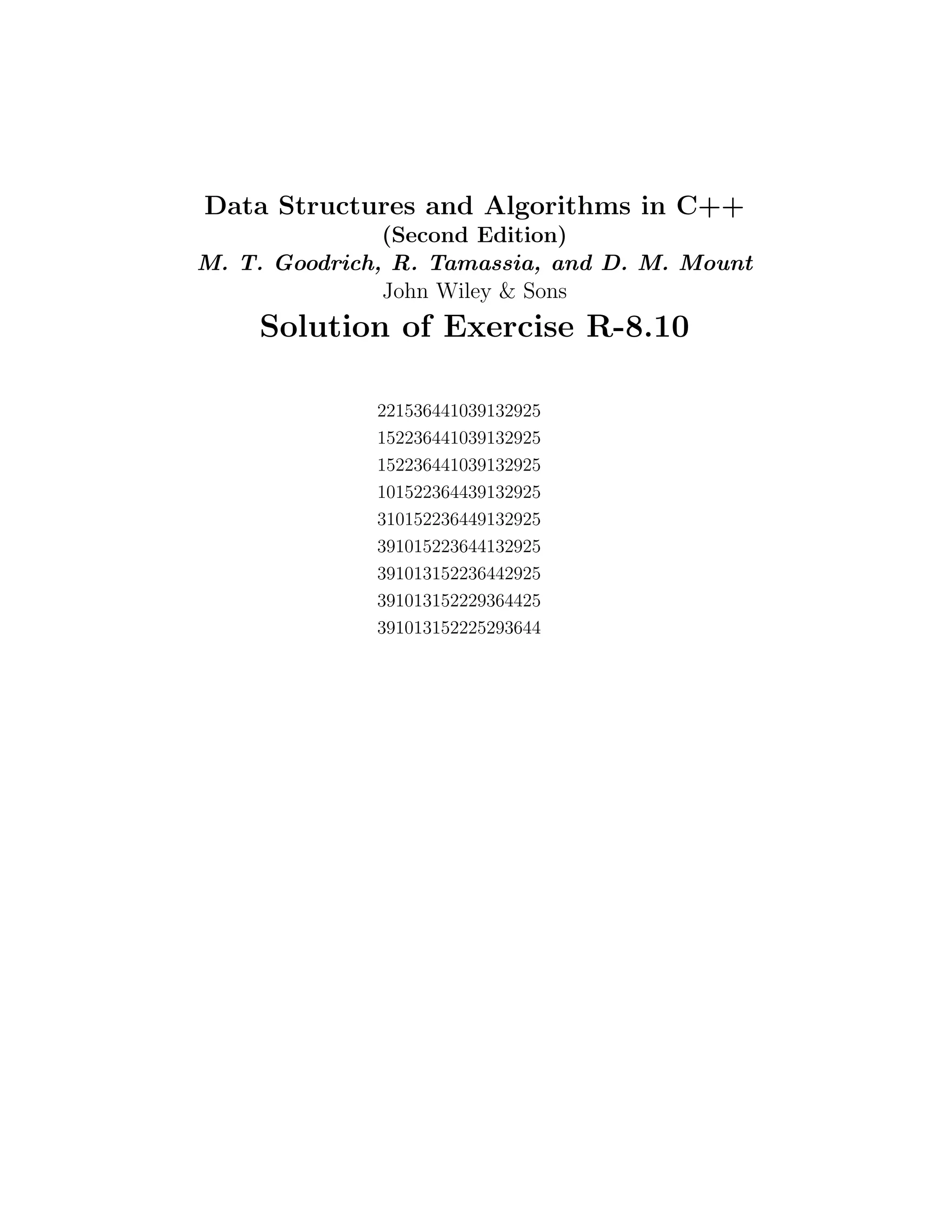 Data Structures and Algorithms in C++ 2nd Edition Goodrich Solutions ...