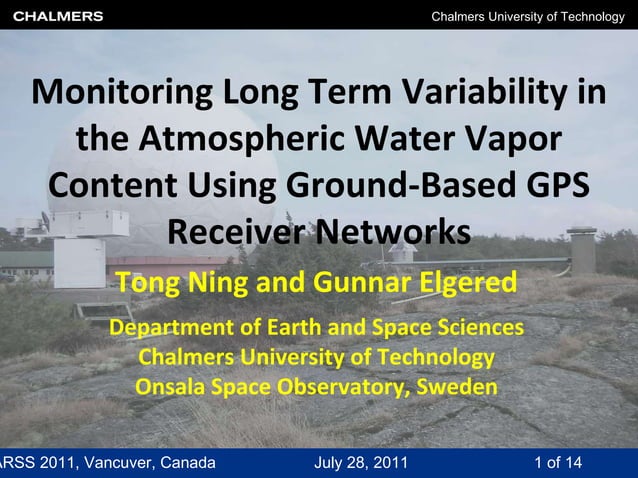 MONITORING LONG TERM VARIABILITY IN THE ATMOSPHERIC WATER VAPOUR CONTENT USING GROUND-BASED GPS ...