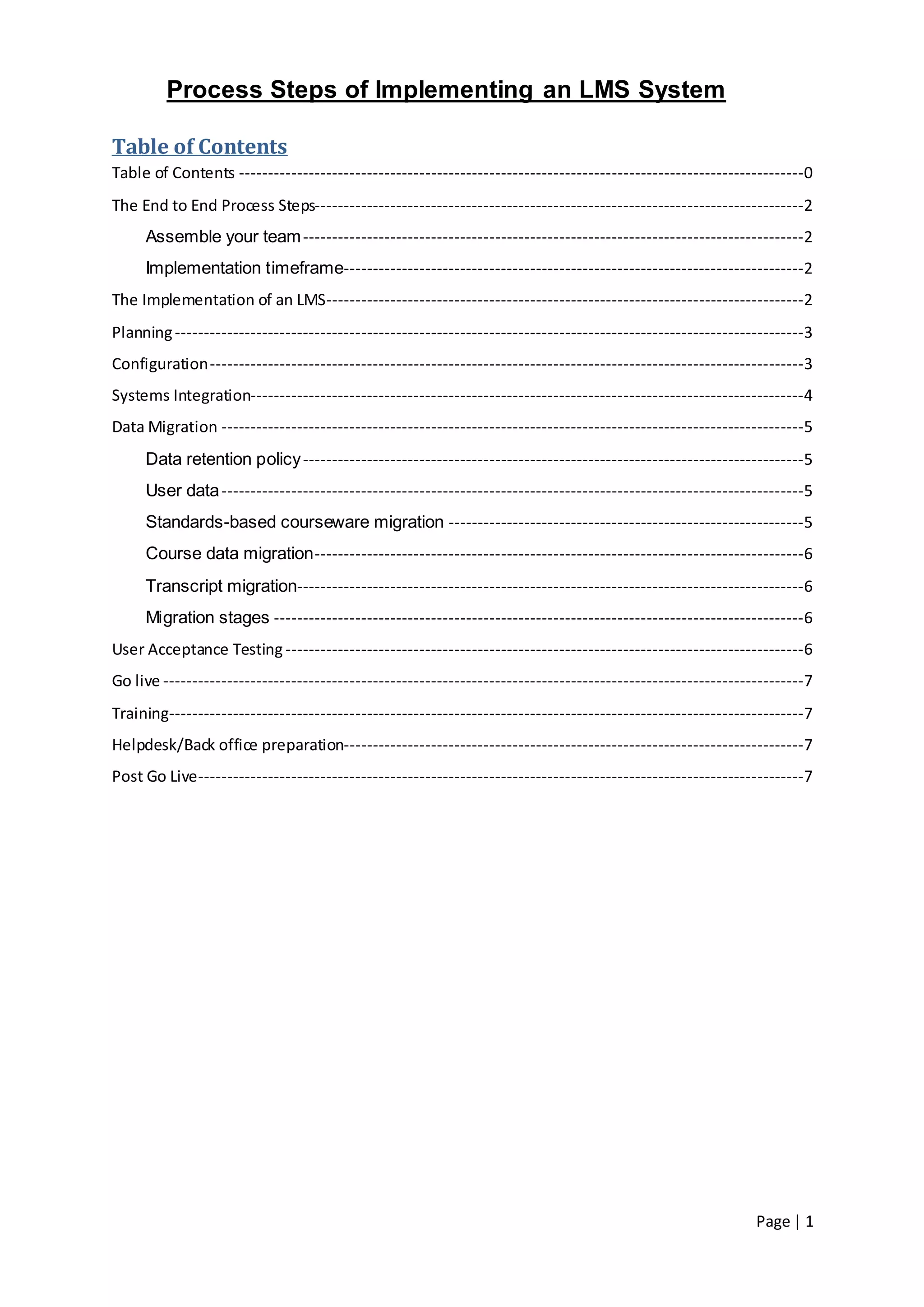 The process steps of an LMS systems | DOCX