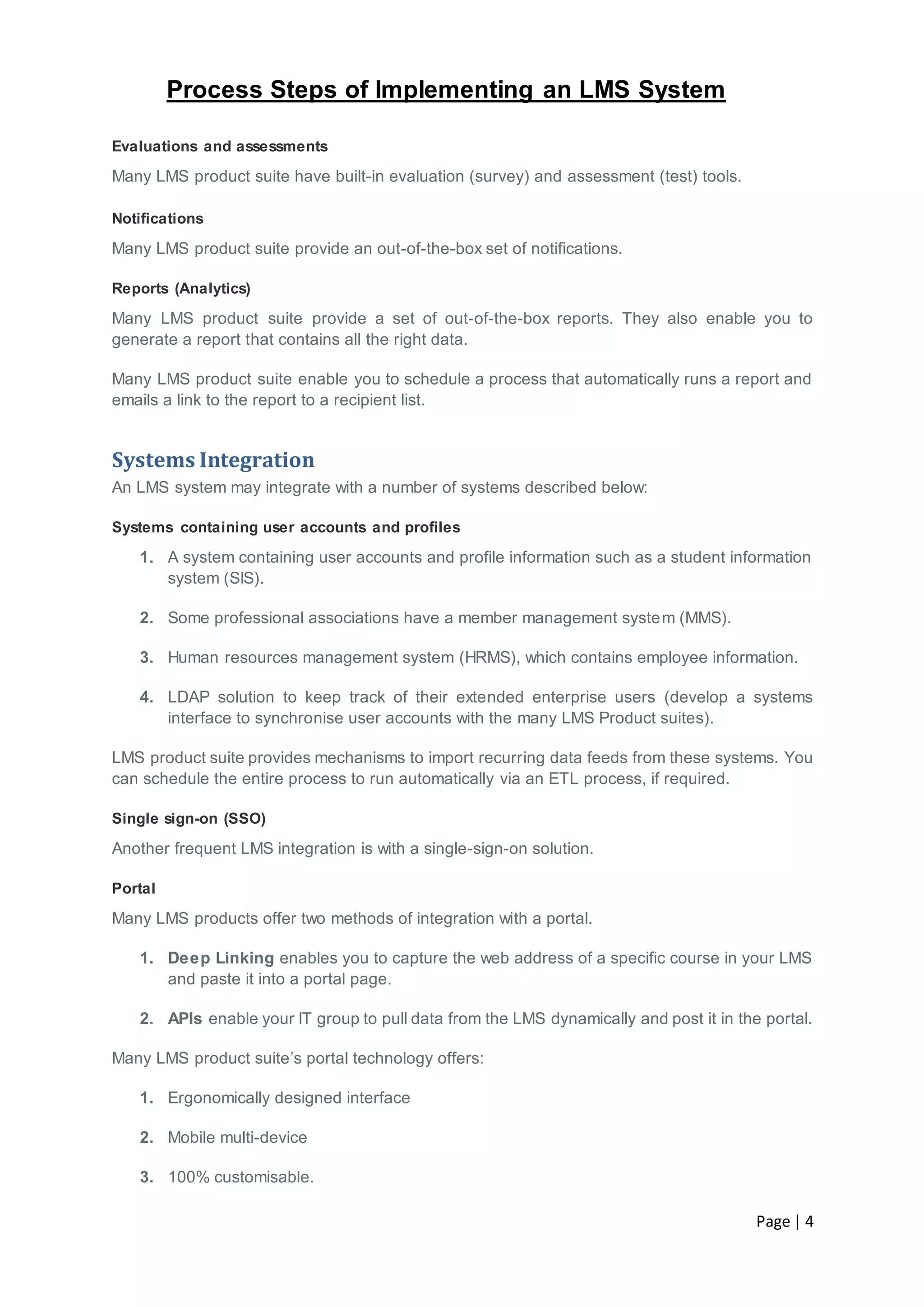 The process steps of an LMS systems | DOCX | Operating Systems | Computer Software and Applications