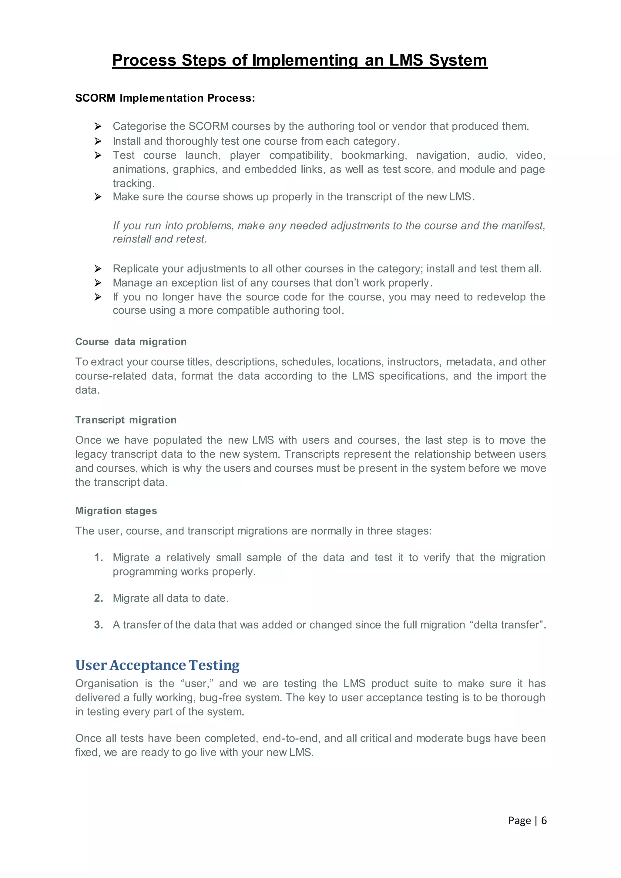 The process steps of an LMS systems | DOCX | Operating Systems | Computer Software and Applications