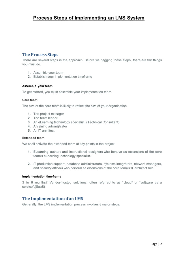 The process steps of an LMS systems | DOCX