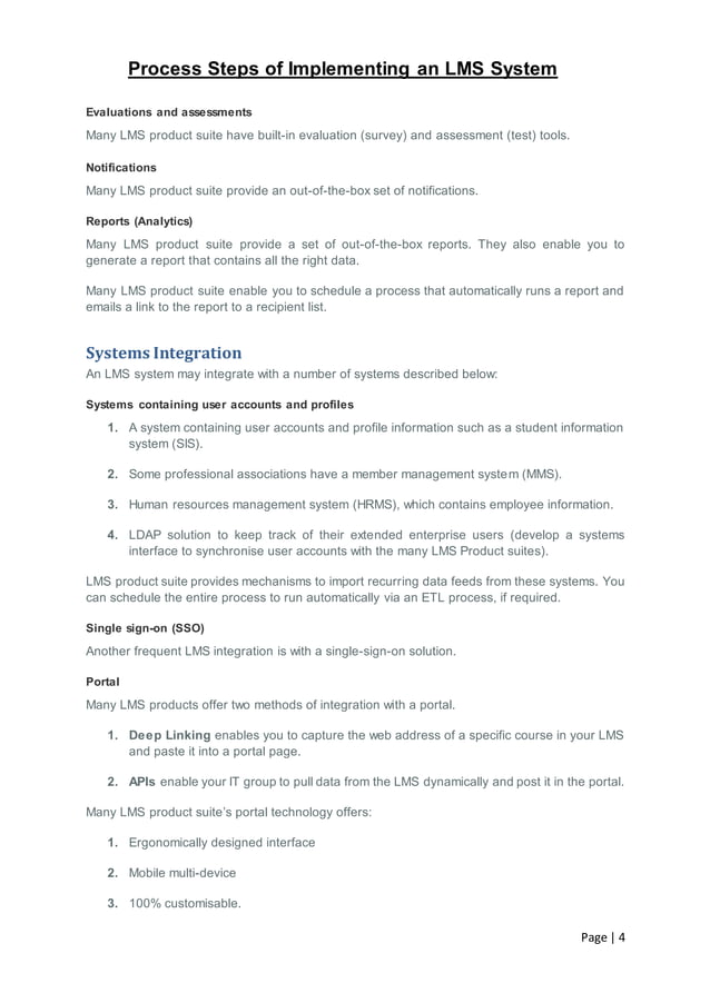 The process steps of an LMS systems | DOCX