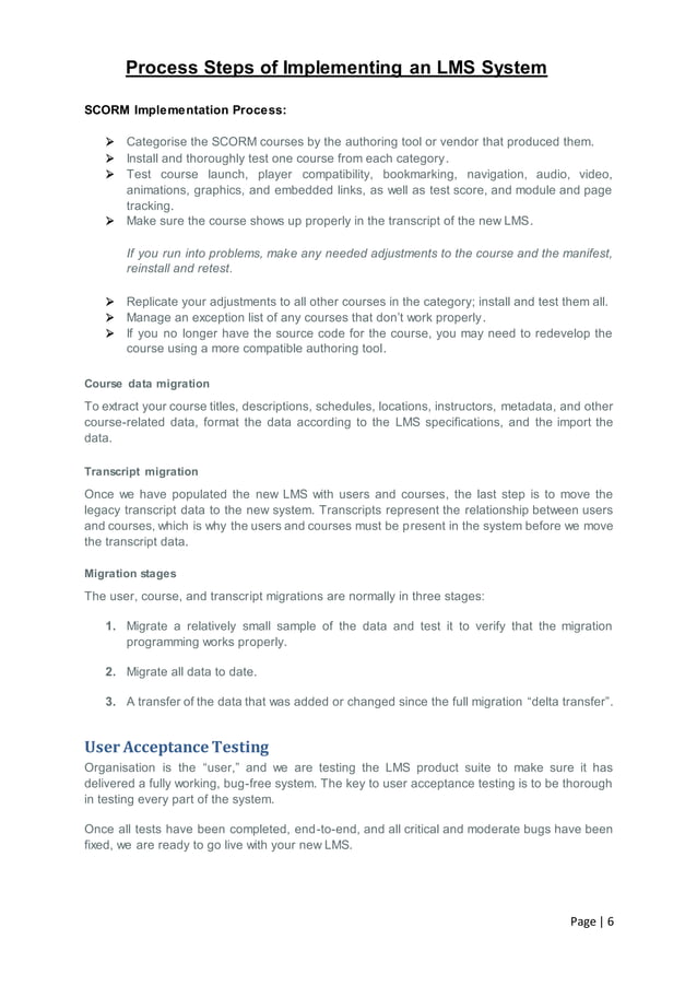 The process steps of an LMS systems | DOCX