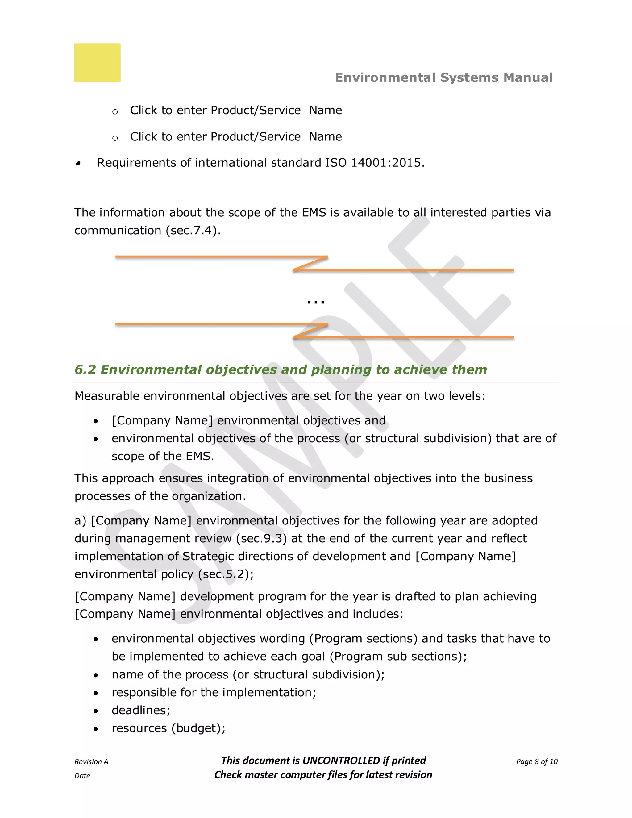 ISO 14001.2015 EMS Manual Template (preview) | PDF