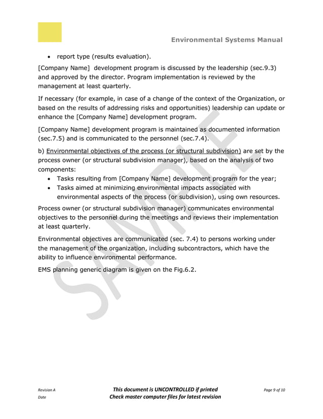 ISO 14001.2015 EMS Manual Template (preview) | PDF