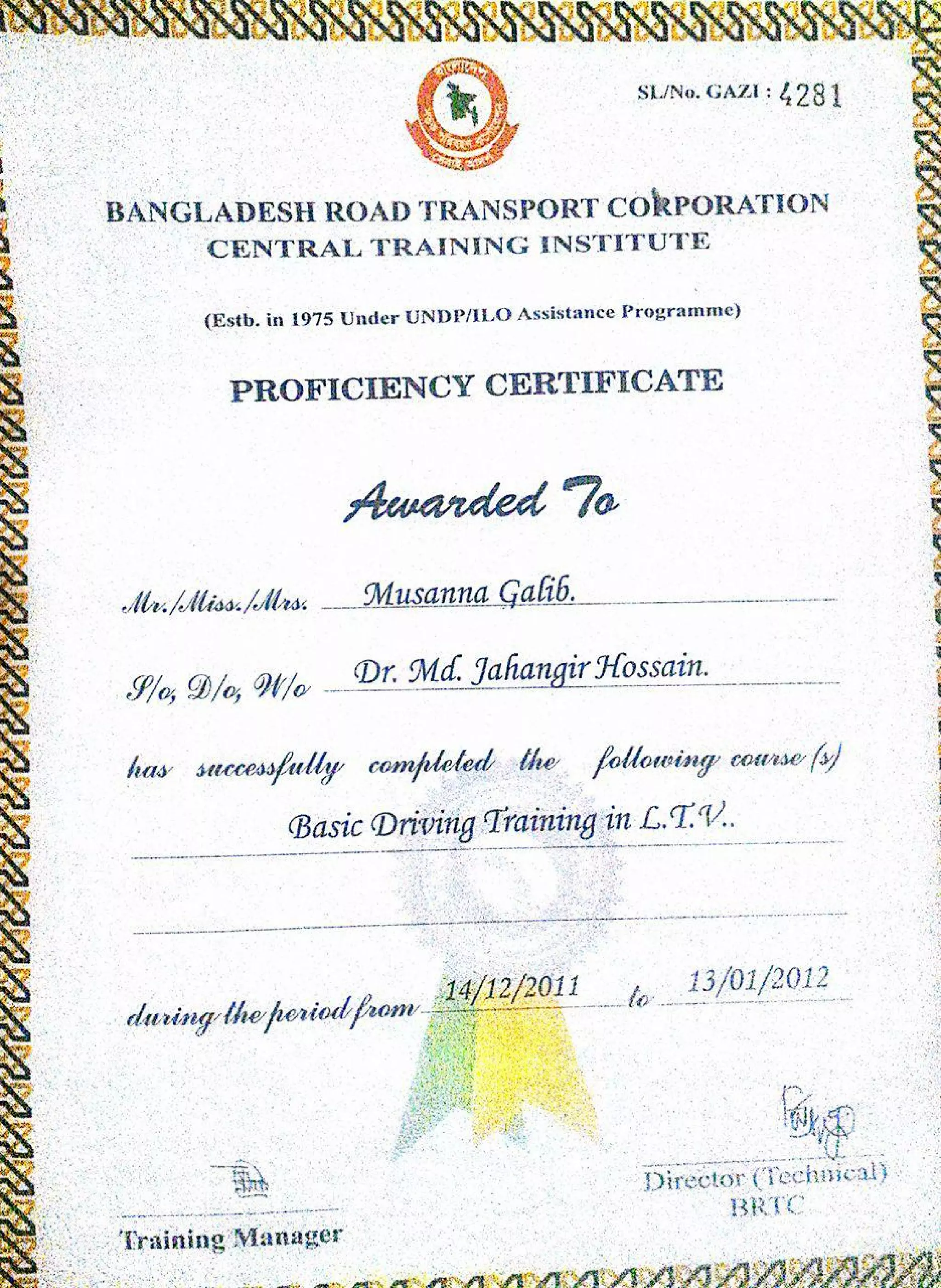 Driving licence Certificate | PDF