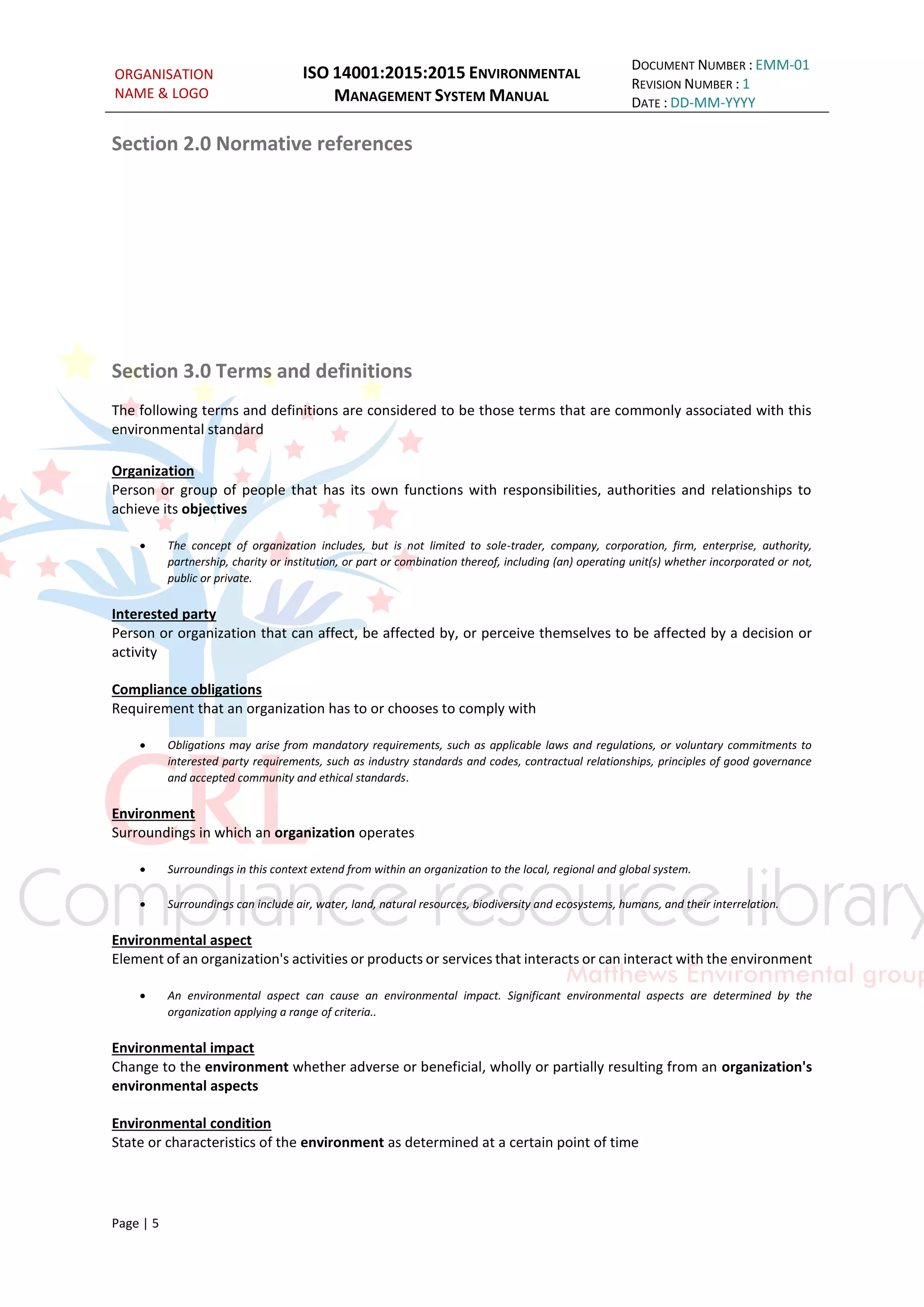 ISO 14001:2015 managment system manual sample | PDF
