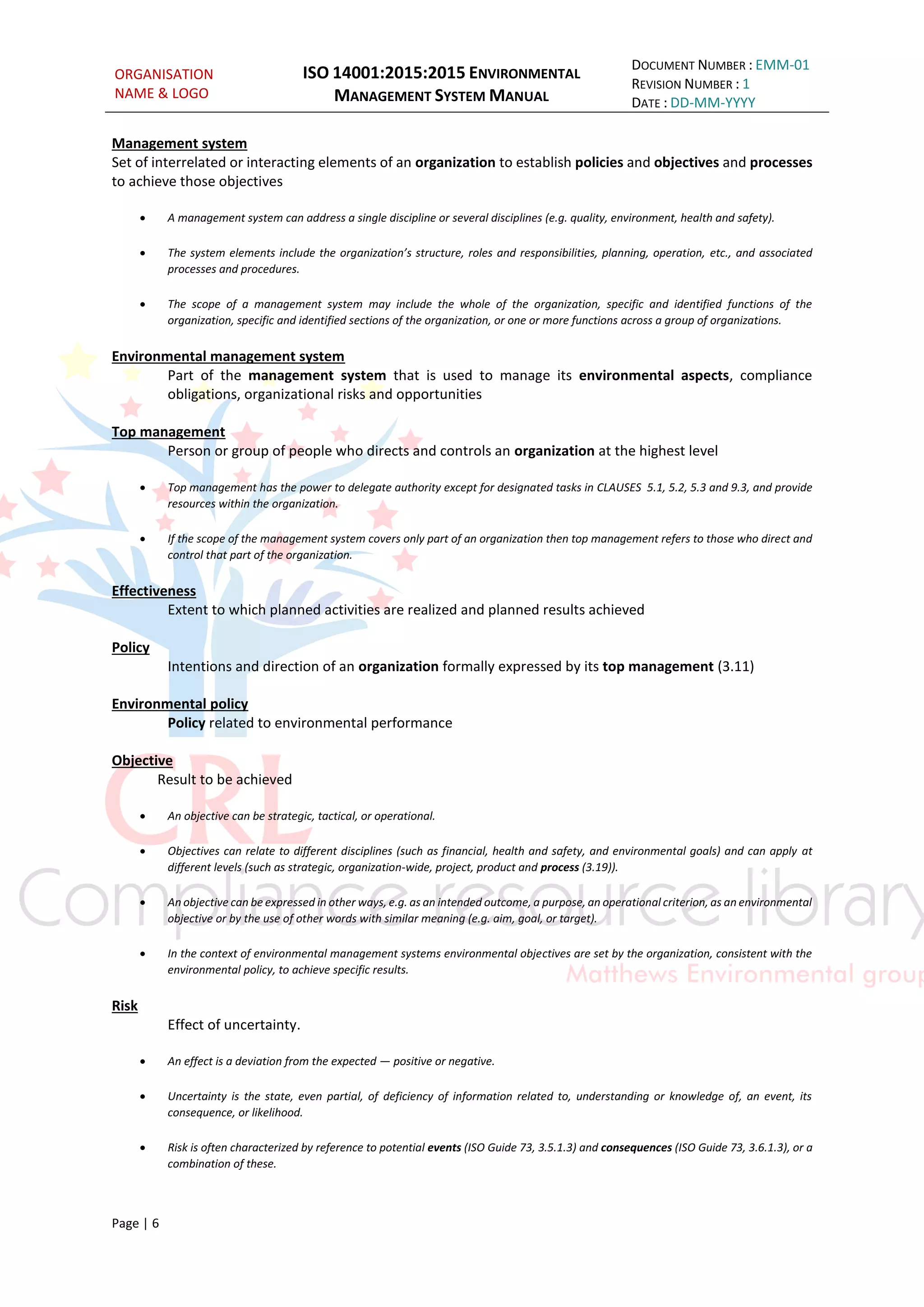 ISO 14001:2015 managment system manual sample | PDF