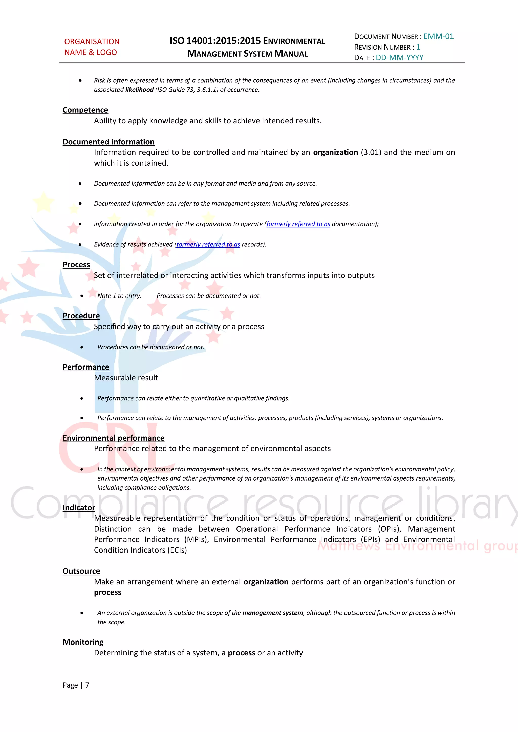 ISO 14001:2015 managment system manual sample | PDF