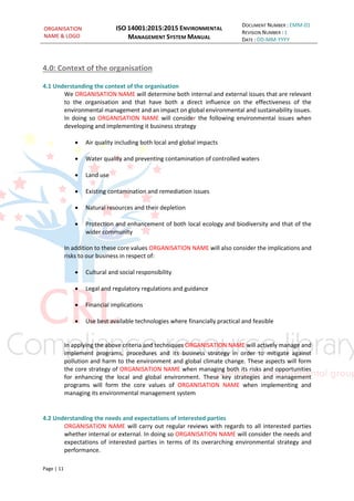 ISO 14001:2015 managment system manual sample | PDF