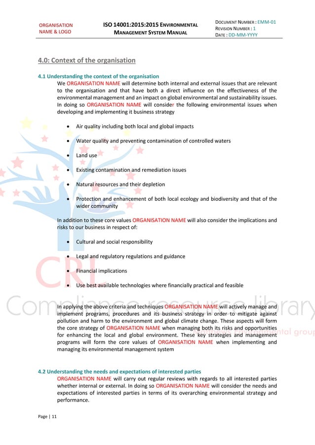 ISO 14001:2015 managment system manual sample | PDF