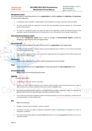 ISO 14001:2015 managment system manual sample | PDF