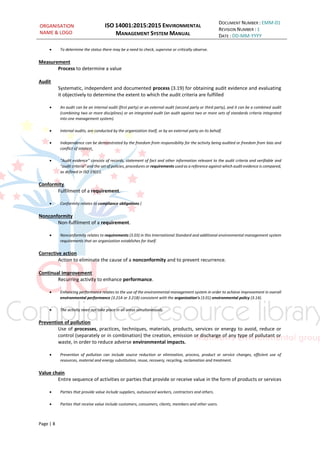 ISO 14001:2015 managment system manual sample | PDF