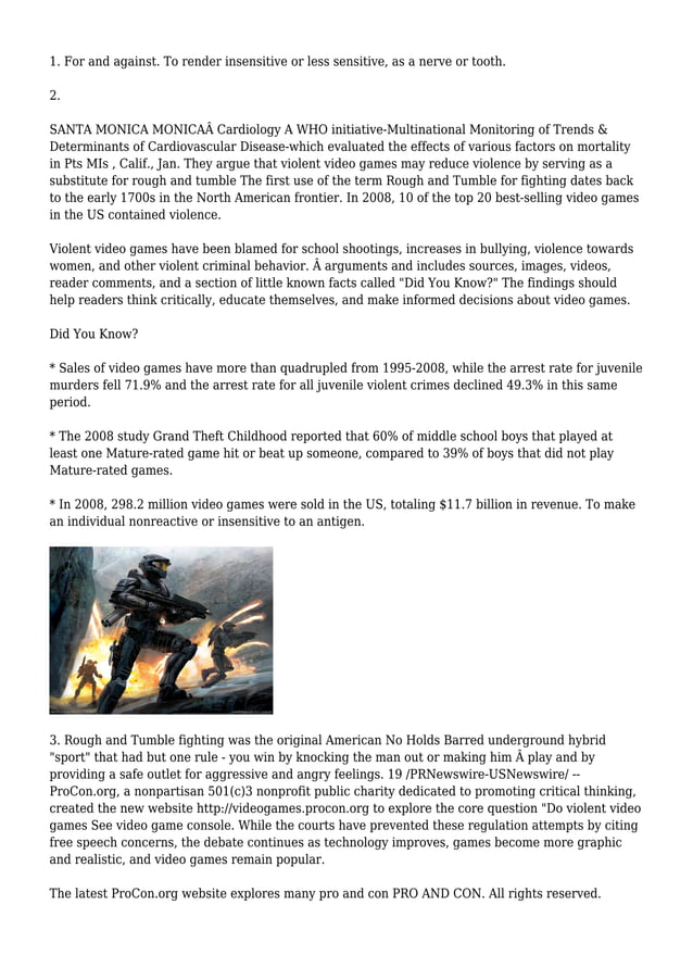 Do Violent Video Games Contribute to Youth Violence? Pros and Cons and ...