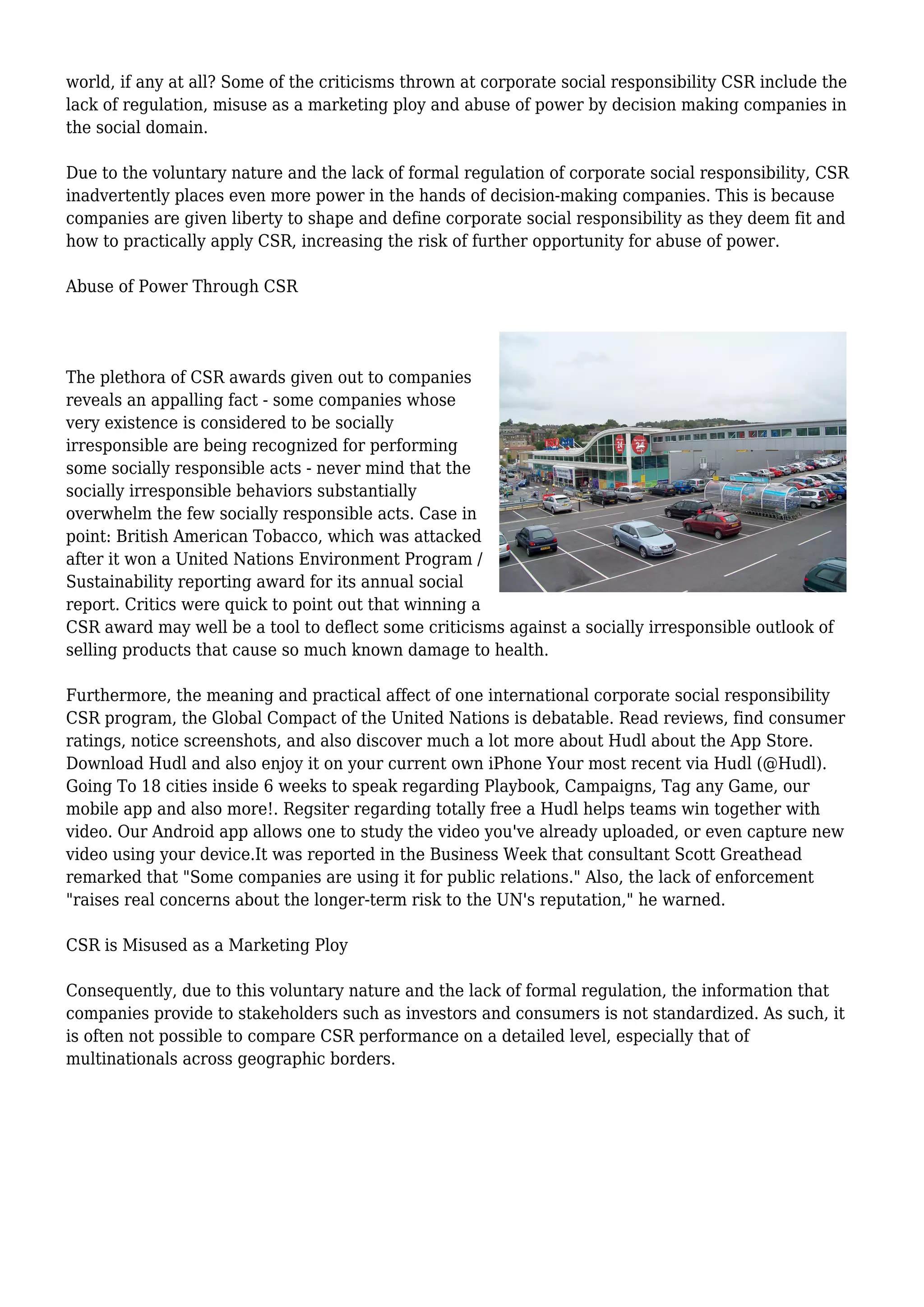 Criticisms of Corporate Social Responsibility | PDF