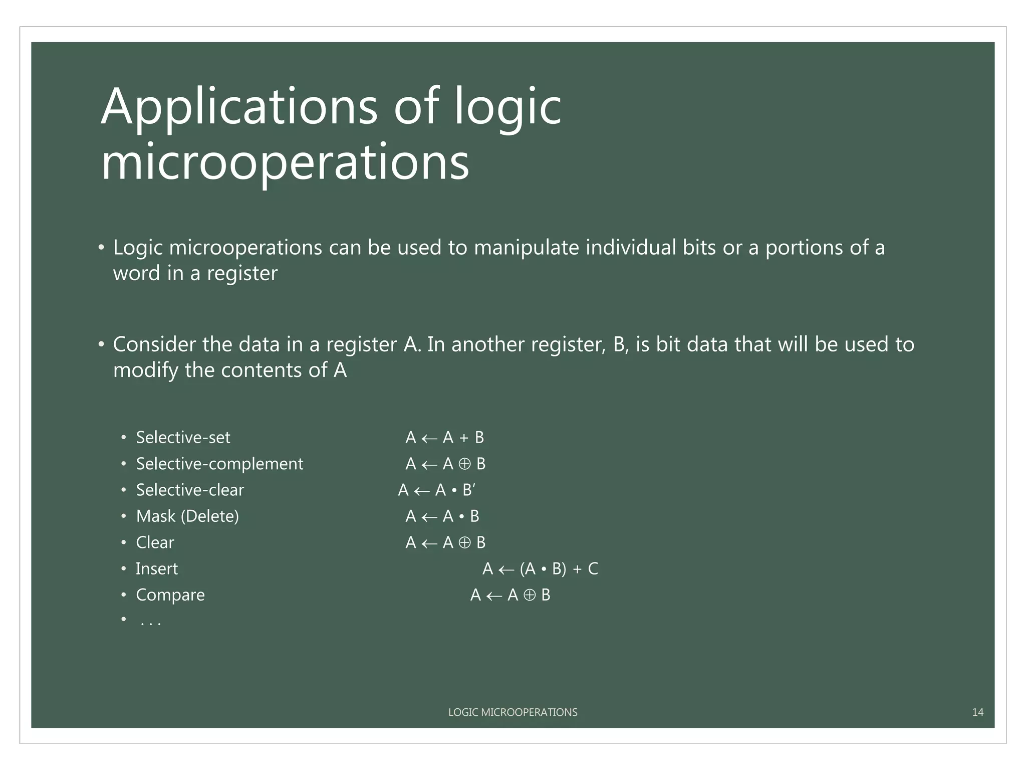 Logical micro-operations | PPTX