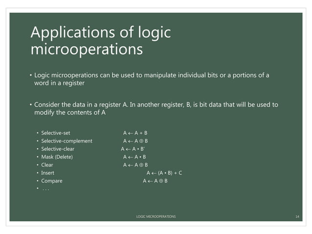 Logical micro-operations | PPTX